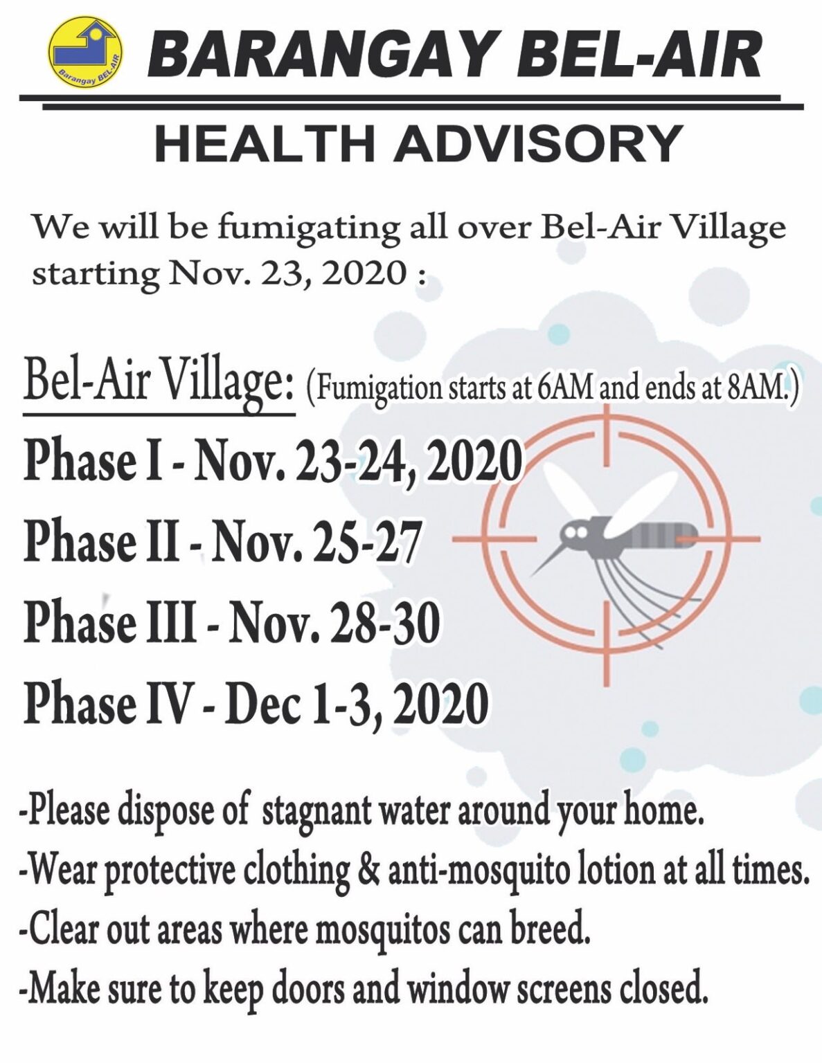Barangay Bel-Air Health Advisory – Barangay Bel-Air