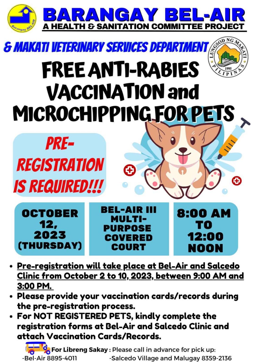 Free Anti-Rabies Vaccination and Microchipping for Pets – Barangay Bel-Air