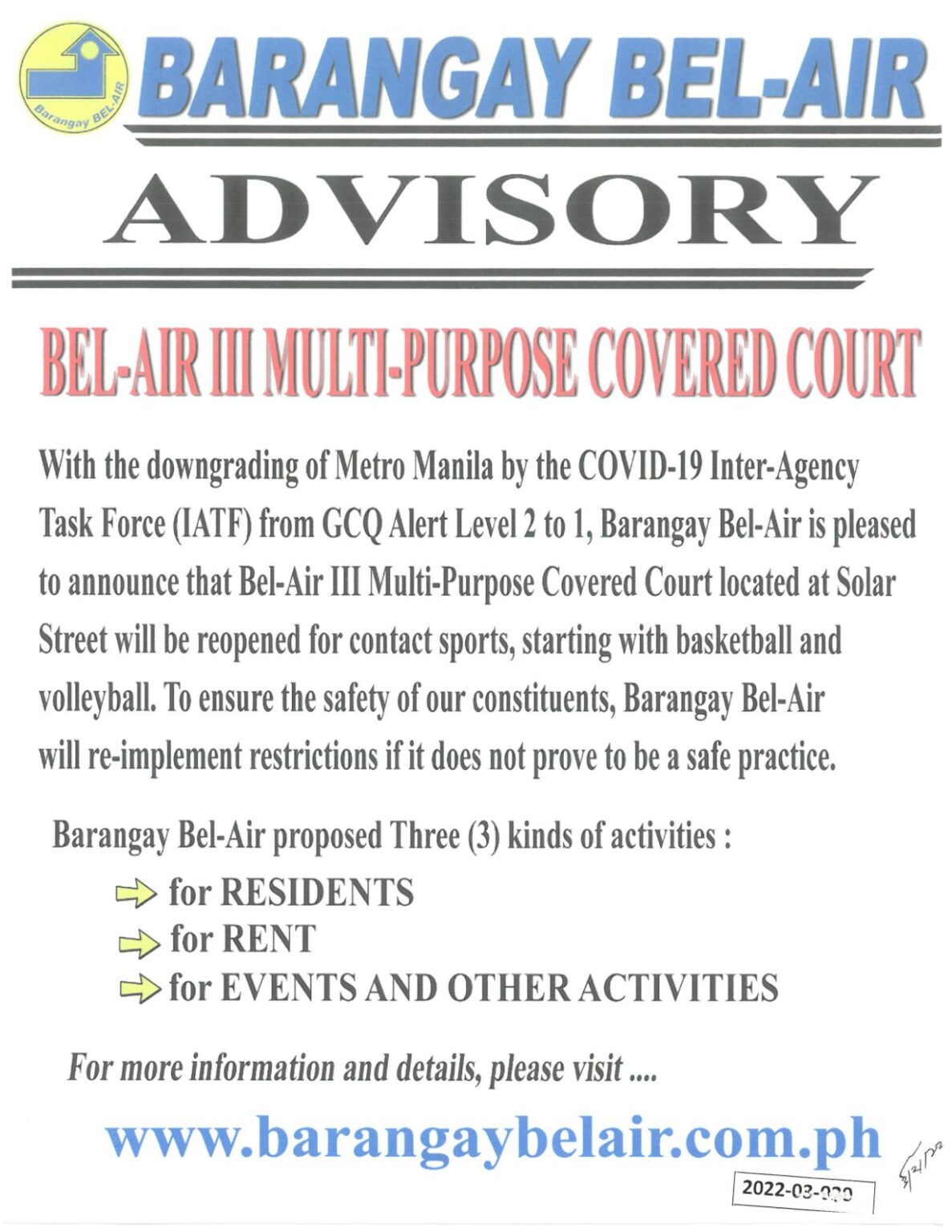 Guidelines for the Use of Bel-Air Multi-Purpose Covered Court ...
