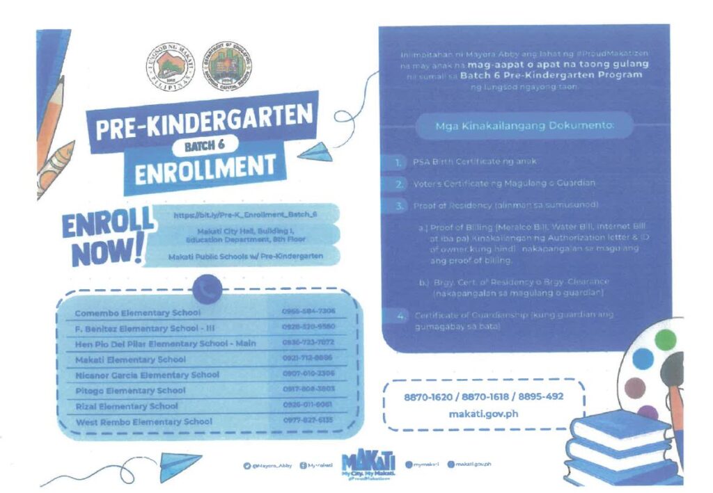 Pre-kindergarten Enrollment – Barangay Bel-Air